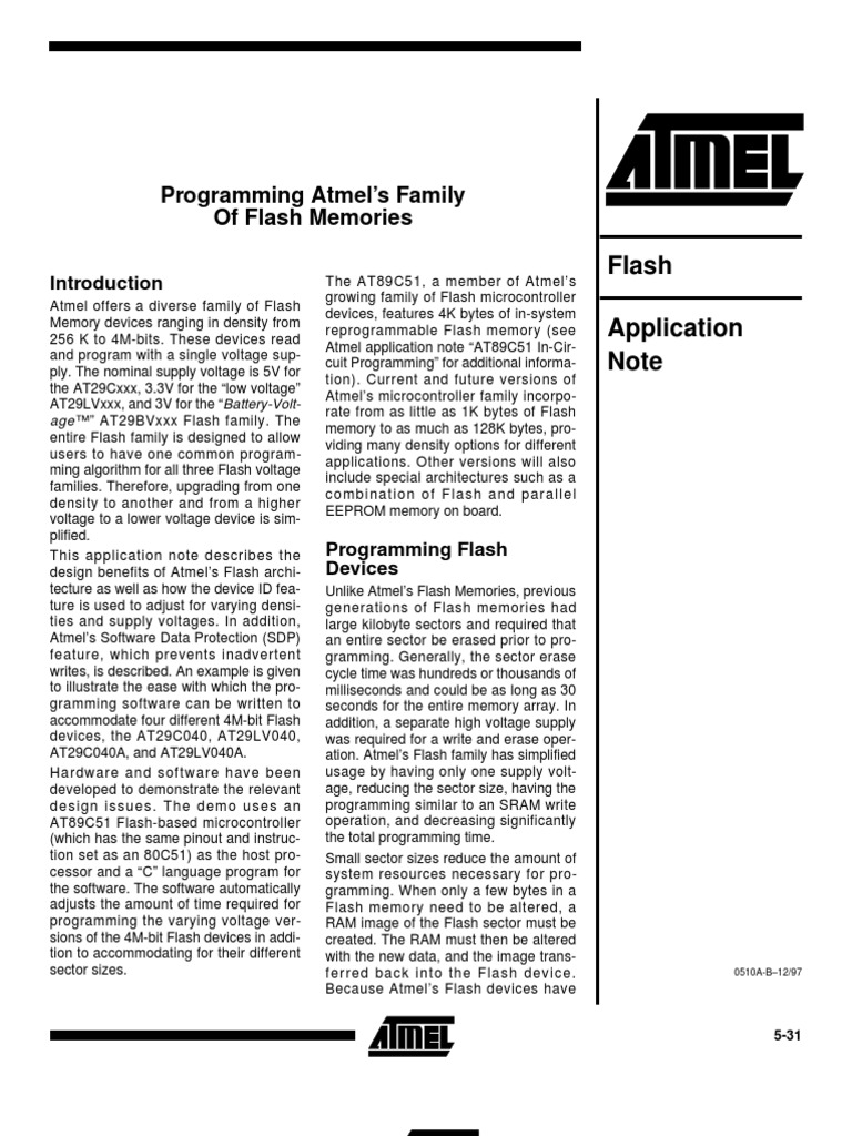 Programming Atmel's Family of Flash Memories | PDF | Flash Memory | Computer Data Storage