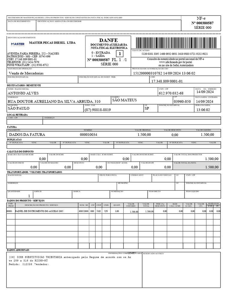 Danfe Antonio Alves | PDF