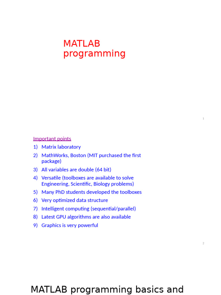 Matlab Programming | PDF