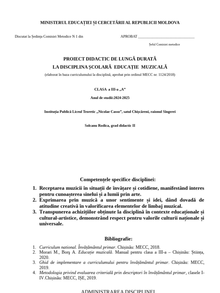 PDLM Educatiemuzicala Clasa III | PDF