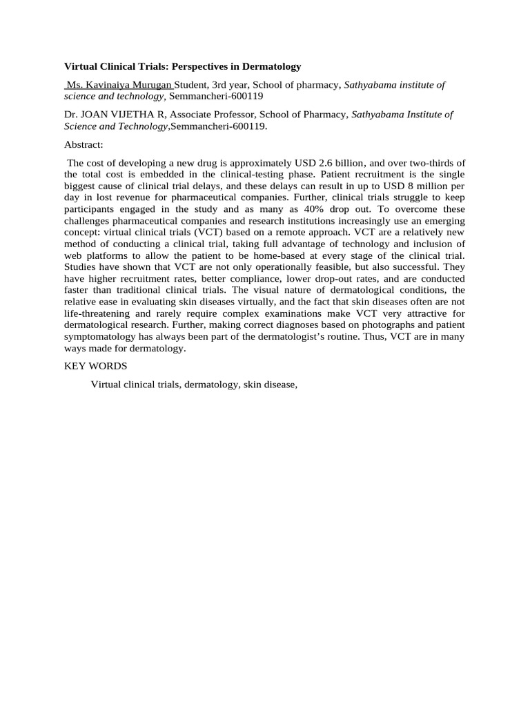 Virtual Clinical Trials. Abstract | PDF