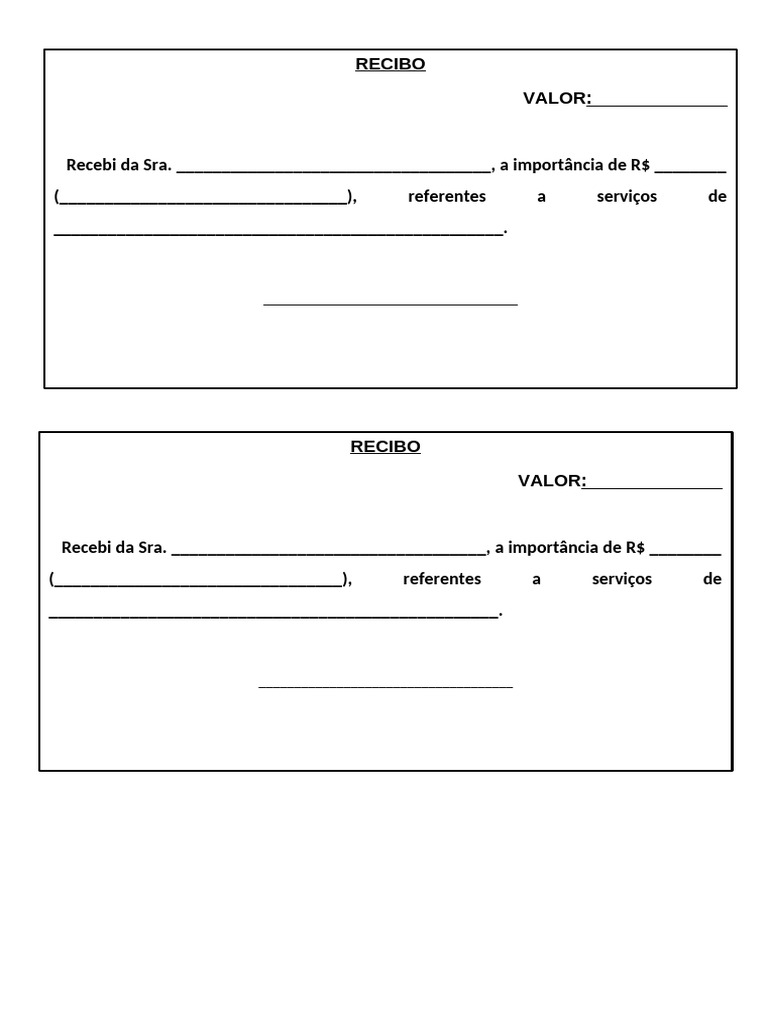 Recibo de Prestação de Serviço Modelo | PDF