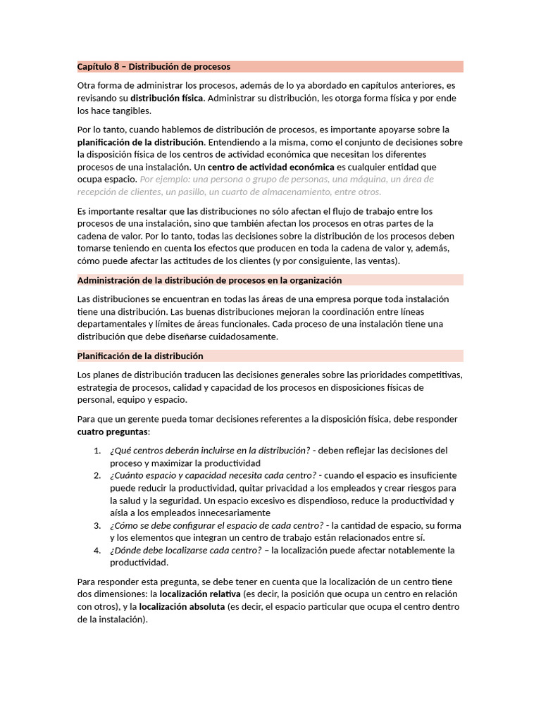 Capítulo 8 – Distribución de procesos | PDF