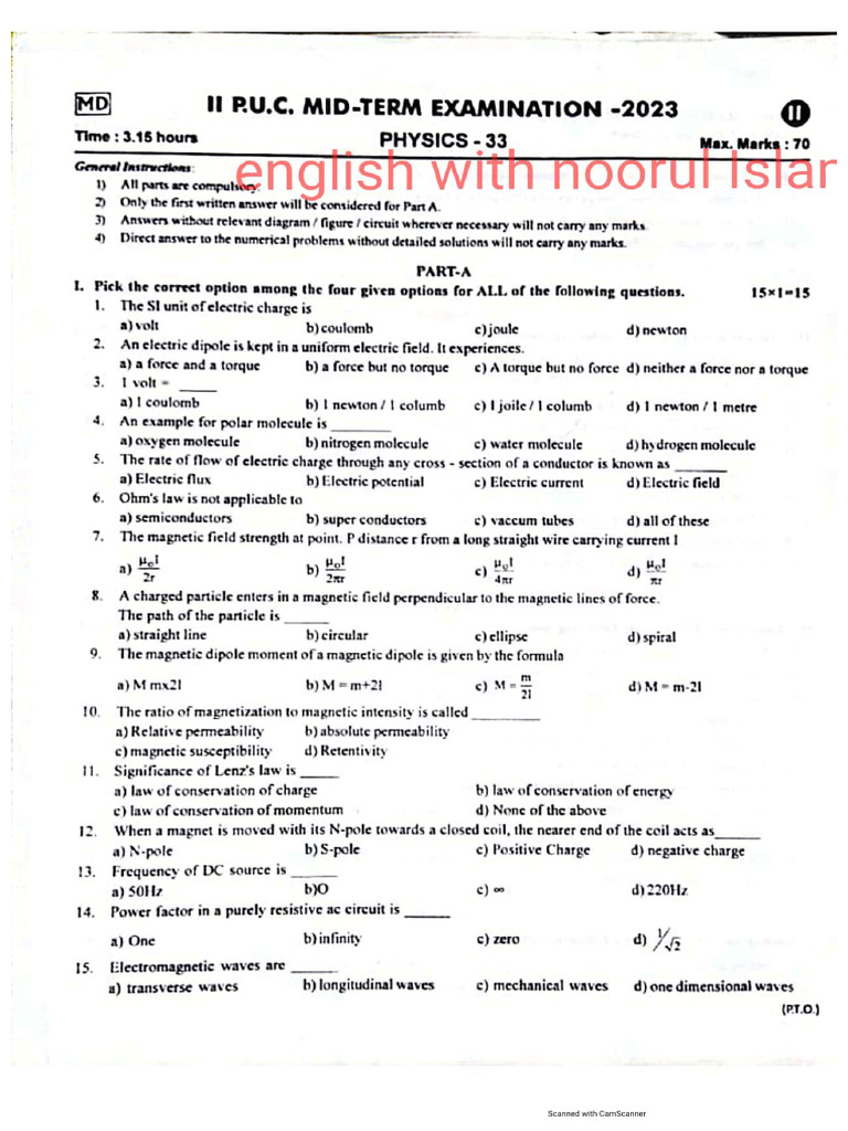 Phy Mandya Pu2 | PDF