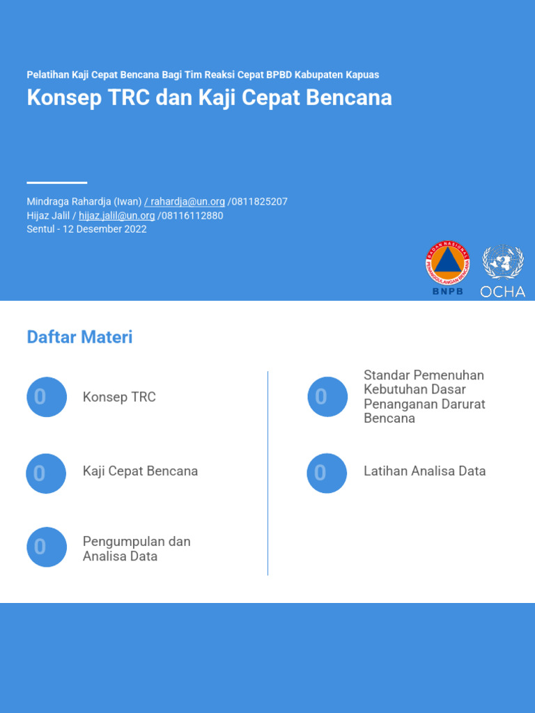 Konsep TRC Dan Kaji Cepat Bencana - Pusdiklat BNPB | PDF