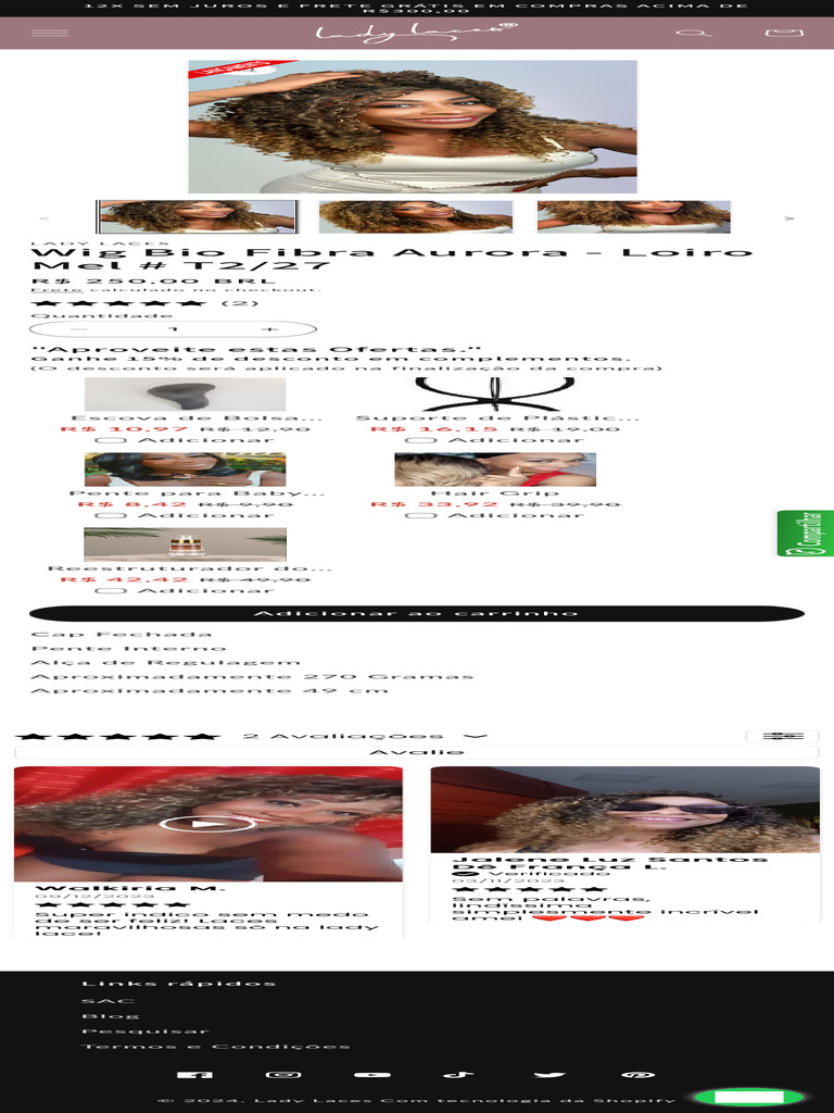 Wig Bio Fibra Aurora - Loiro Mel # T227 - Lady Laces | PDF