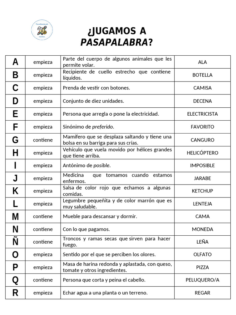 Jugamos A Pasapalabra | PDF