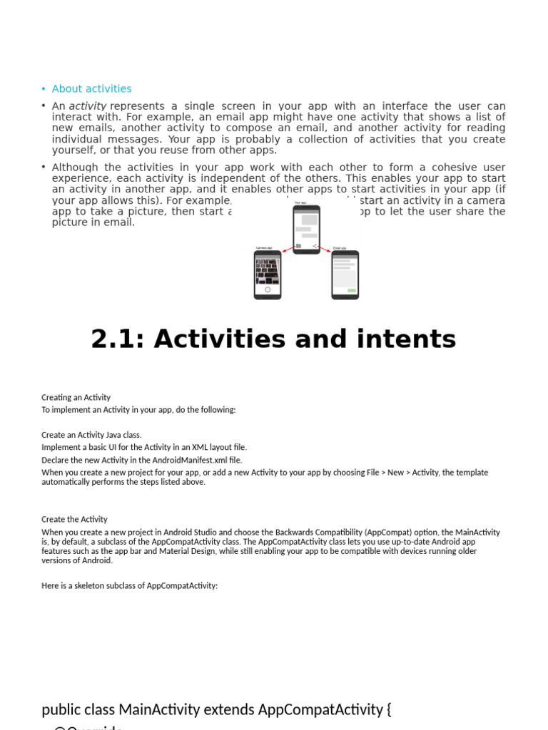 Activities and Intents | PDF