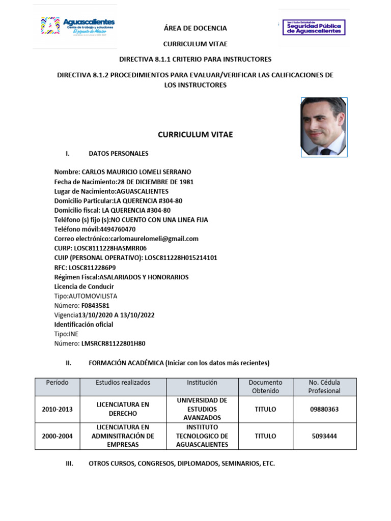 CV Editable 2023 CARLOS MAURICIO LOMELI SERRANO | PDF