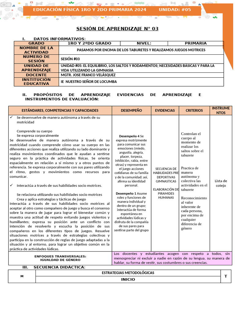 Sesión #03 1ro y 2do Primaria Unidad 5 | PDF