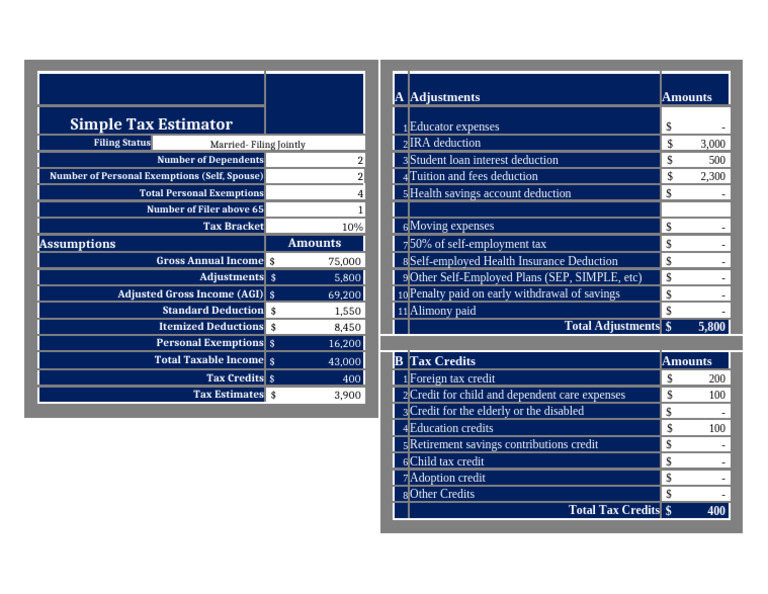 Simple Tax Estimator | PDF