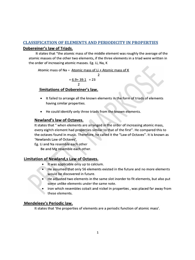 Chem Notesclassificationofelements | PDF