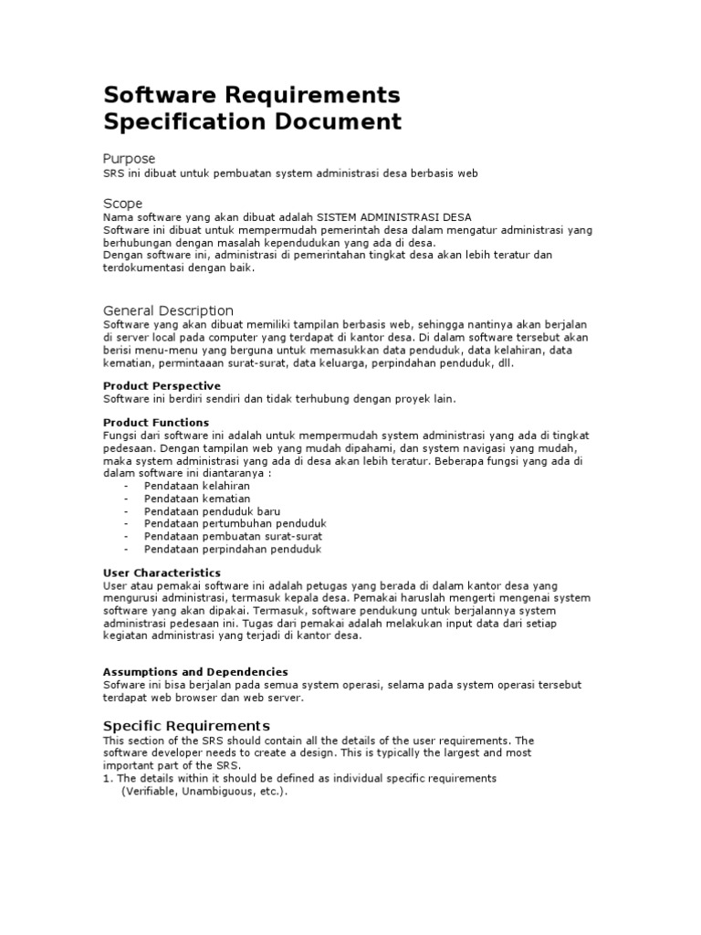 Contoh Srs | PDF