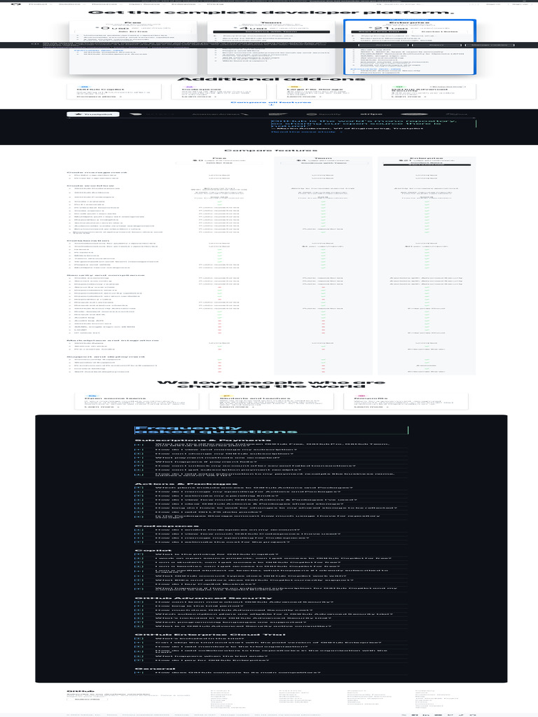 Pricing Plans For Every Developer GitHub | PDF