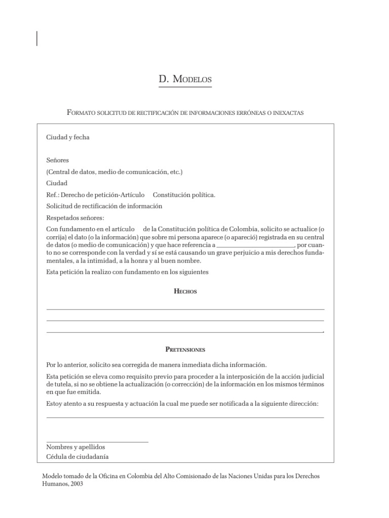 Modelo Habeas-Data | PDF