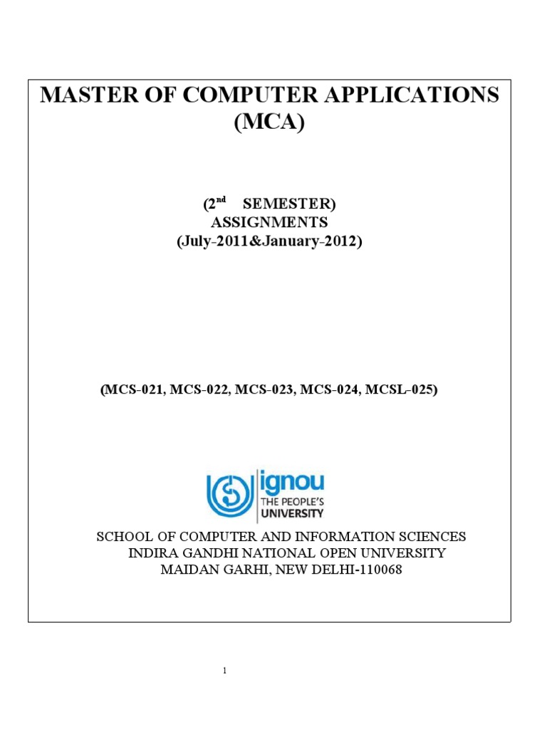 Mca 2nd Sem Assign - Final For The Year 2012 | PDF