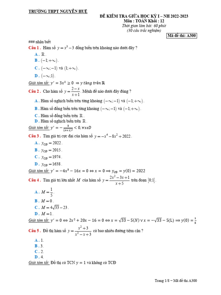 Giua HK1 - 22-23 | PDF