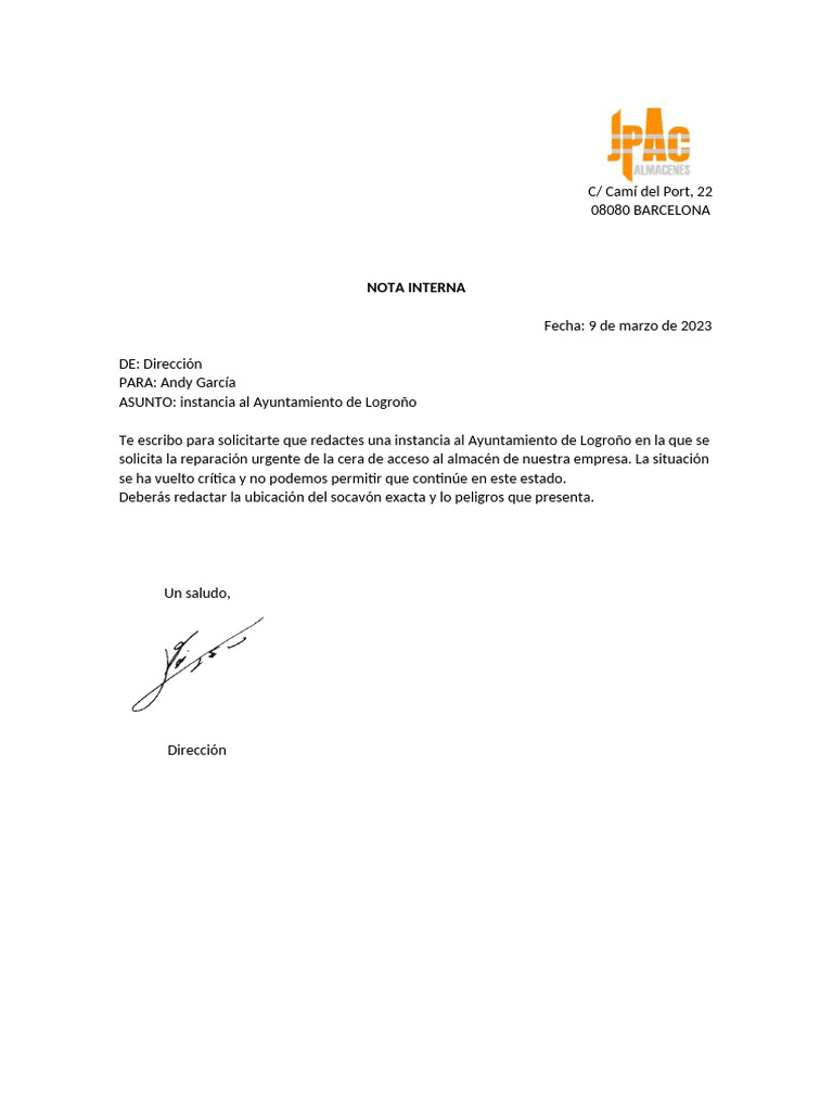 Nota Interna - Instancia | PDF