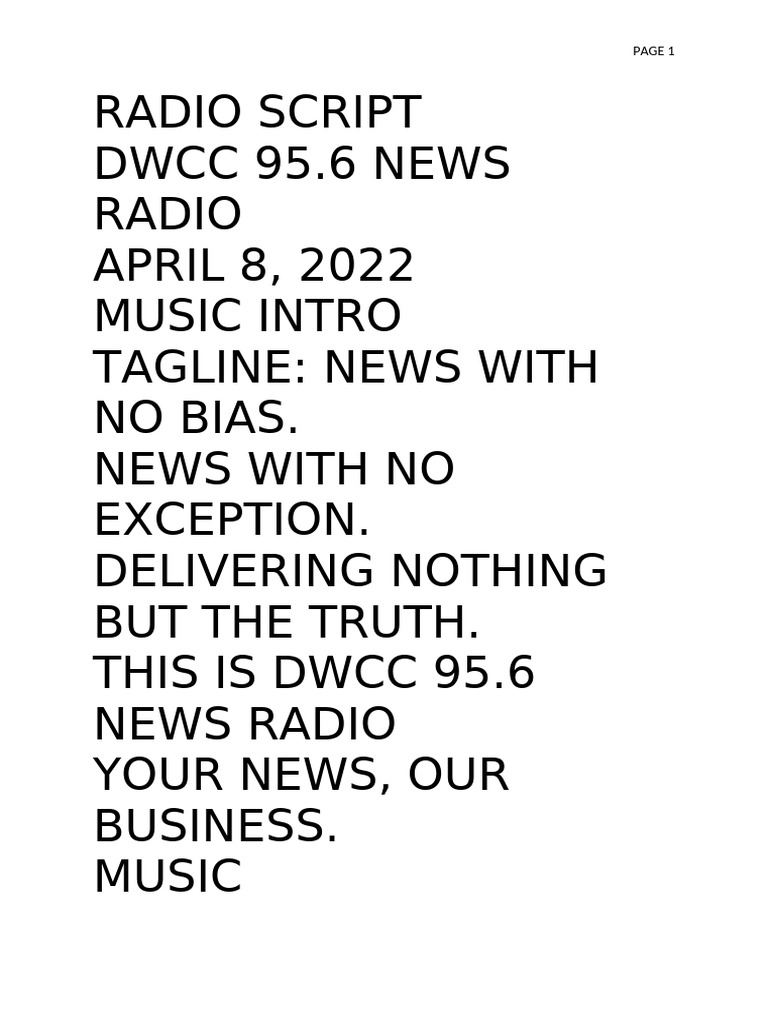 Radio Broadcasting Script Format 2023 | PDF