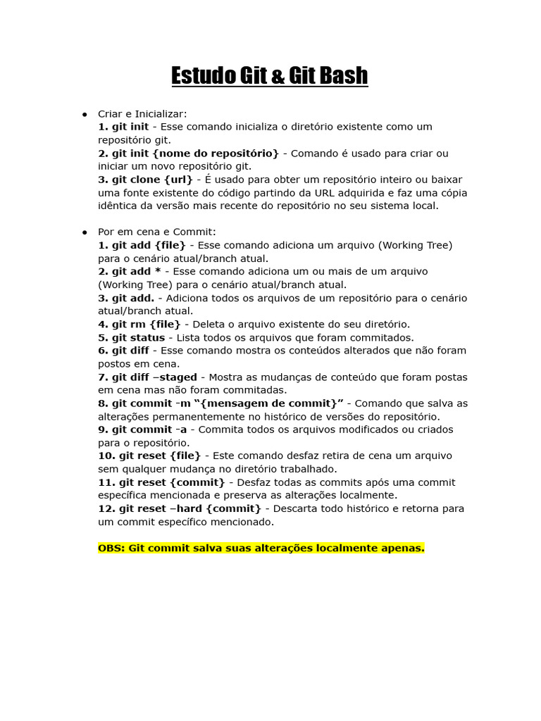 Estudo Git & Git Bash | PDF