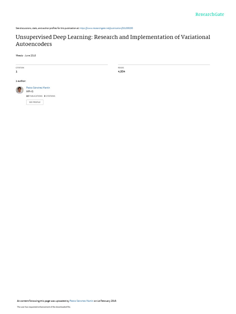 Unsupervised Deep Learning Thesis | PDF | Principal Component Analysis | Computers