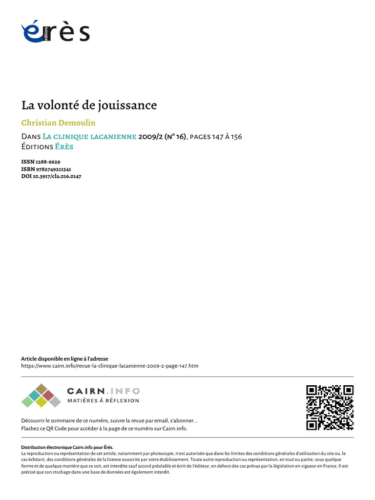 La Volonté de Jouissance | PDF