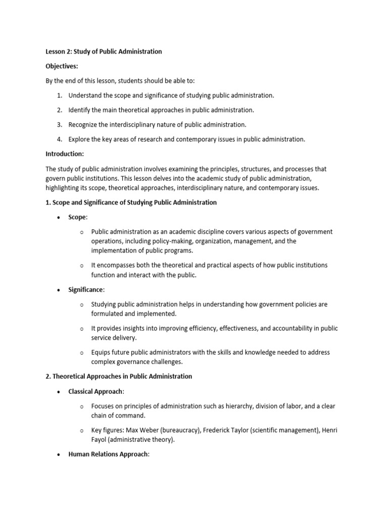 Lesson-2-Study-of-Public-Administration | PDF