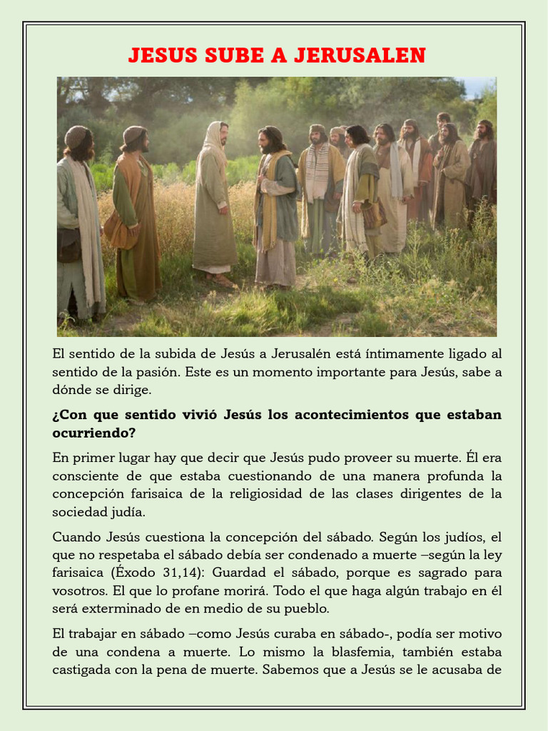 Tema 28 JESUS SUBE A JERUSALEN | PDF | Jesús | Judas Iscariote