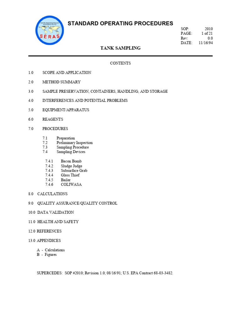 Tanks Sampling | PDF