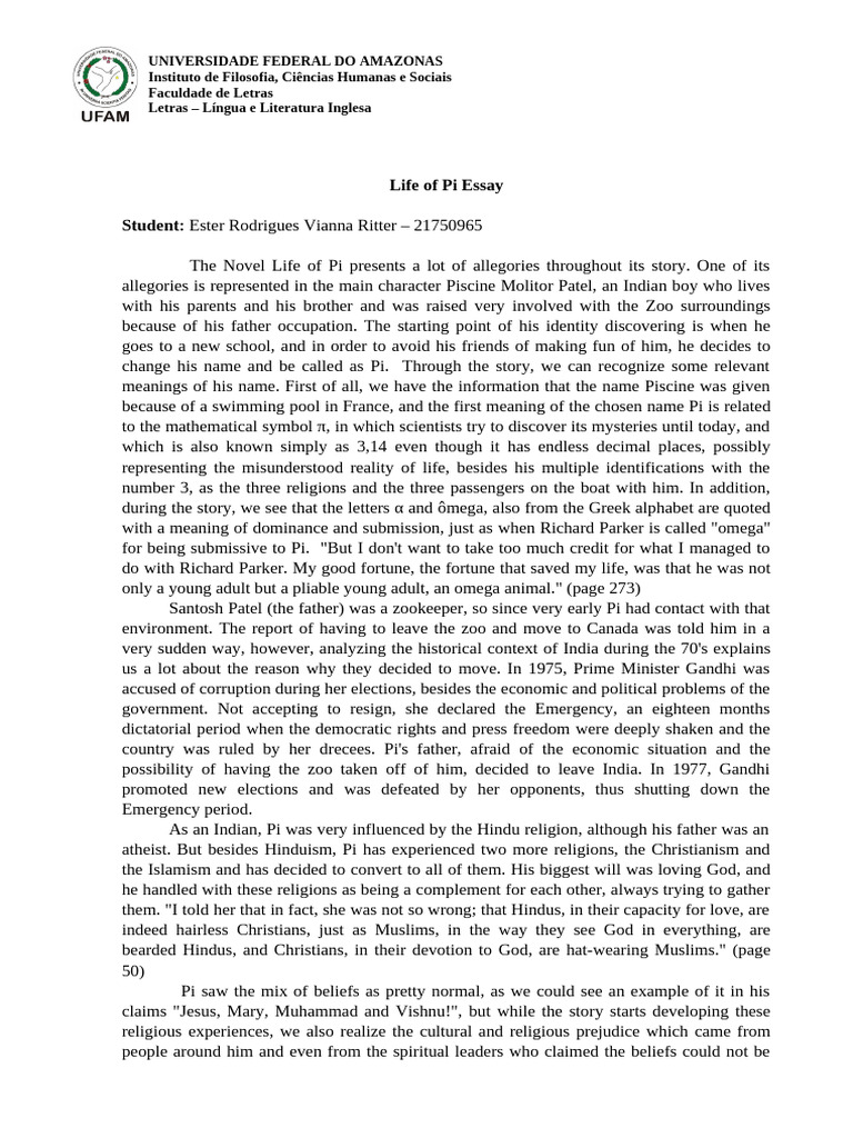 Life of Pi Essay | PDF