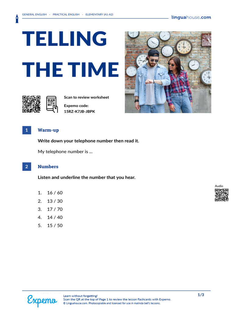 Telling The Time British English Student Ver2 | PDF