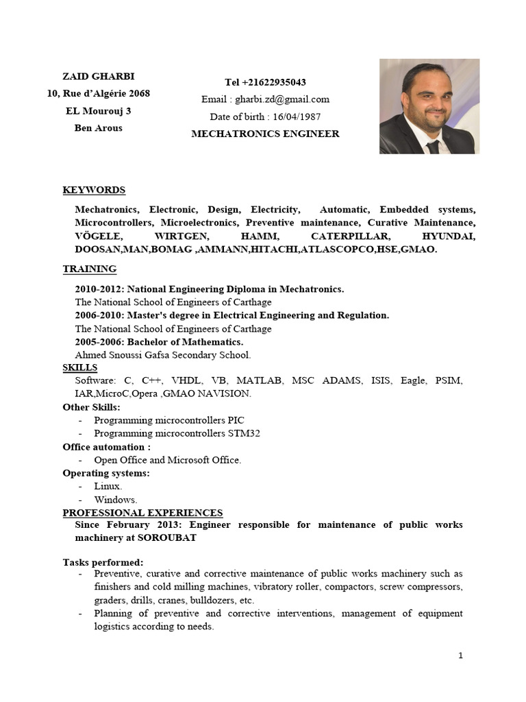 CV de Zaid Gharbi Anglais 2024 | PDF