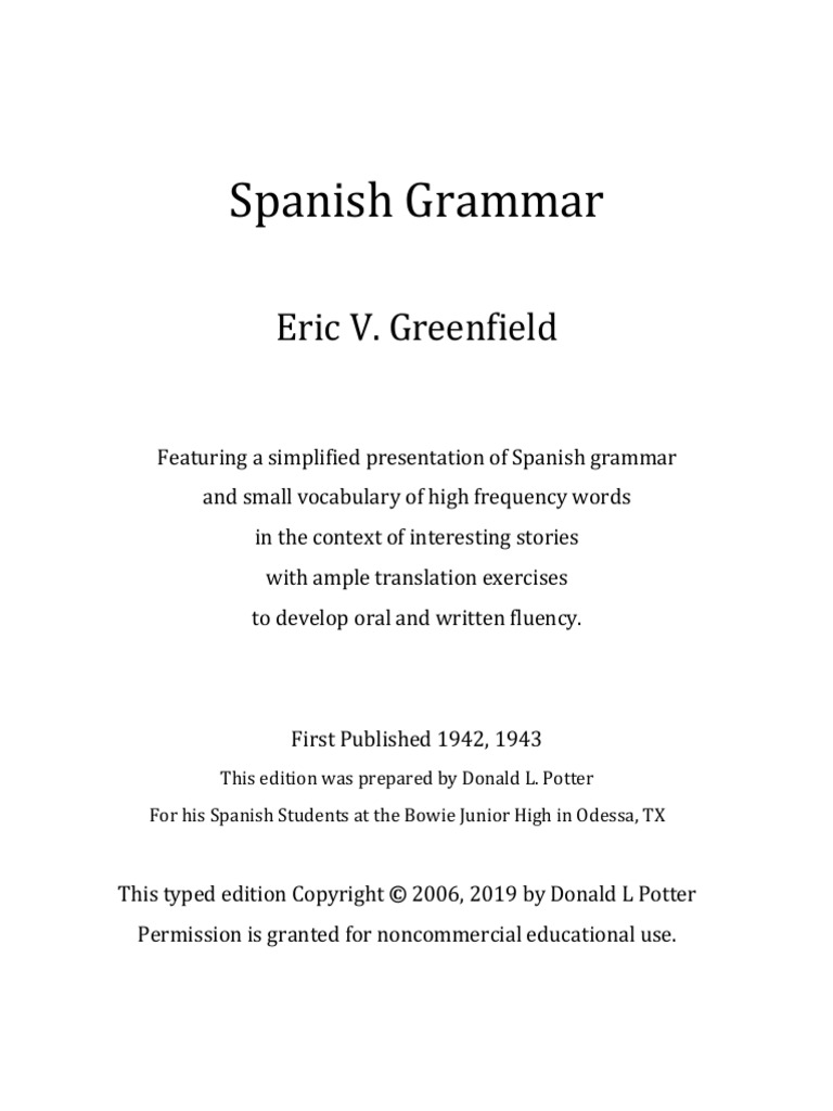 Spanish Grammar | PDF