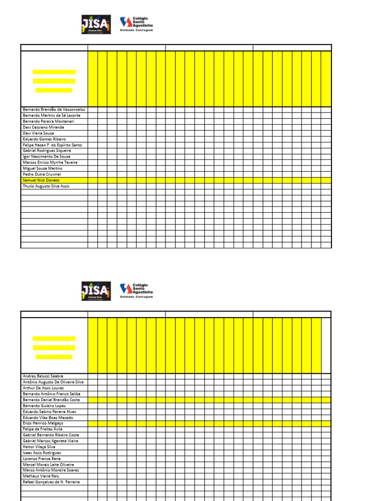 Tabela de Marcar X - Jisa - 7º Mas. (Todas | PDF