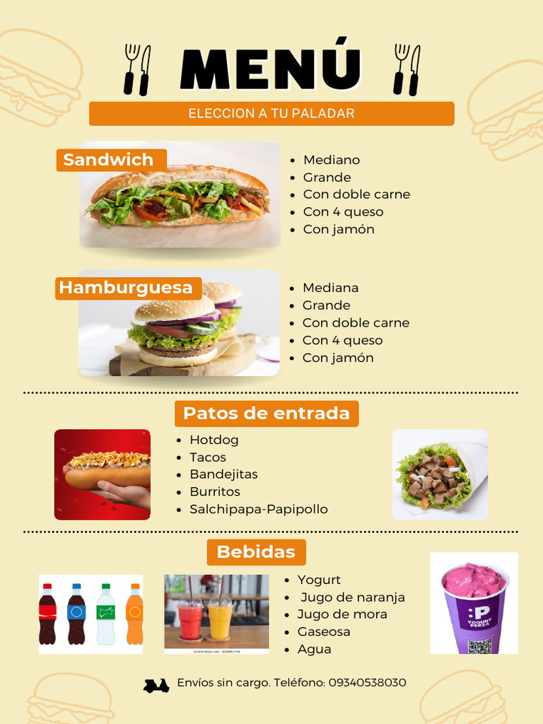 Menu Restaurante Saludable Naranja | PDF