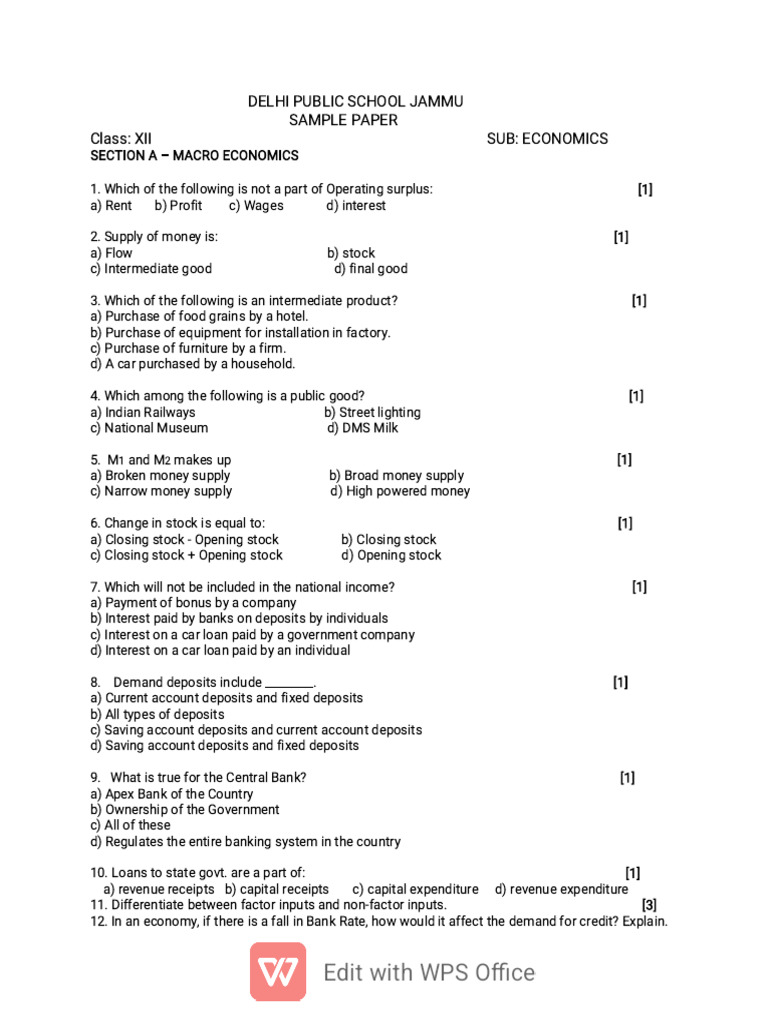 Sample Paper Half Yearly | PDF