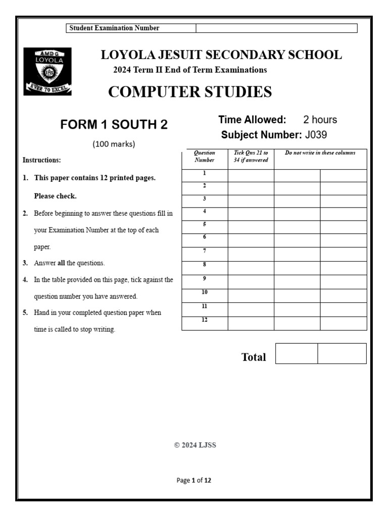 Form 1 S2 End of Term | PDF