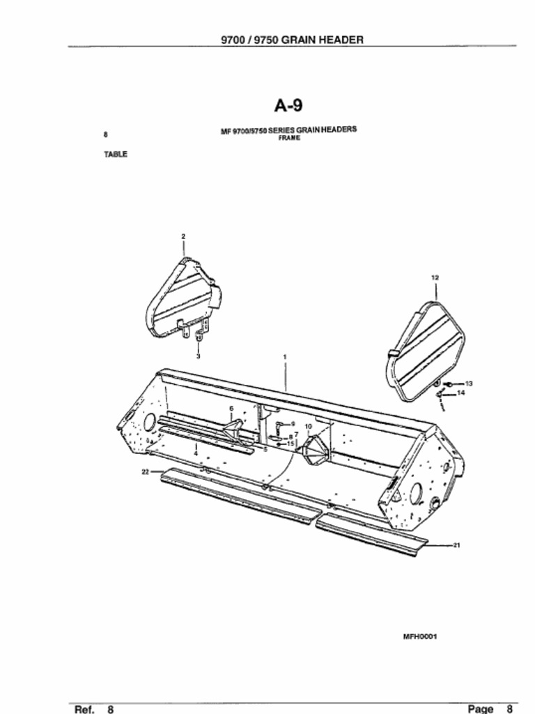 Massey Ferguson MF 9700 - 9750 Grain Header Parts Catalog | PDF