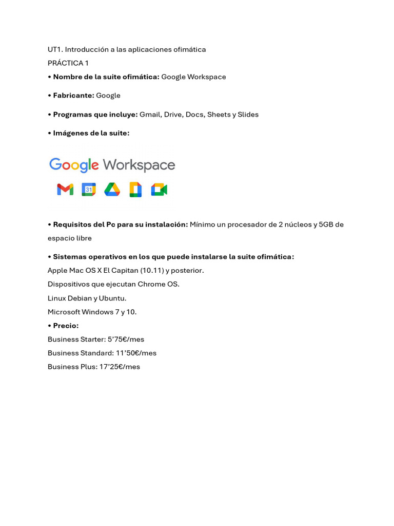Nombre de La Suite Ofimática: Fabricante: Programas Que Incluye: Imágenes de La Suite | PDF