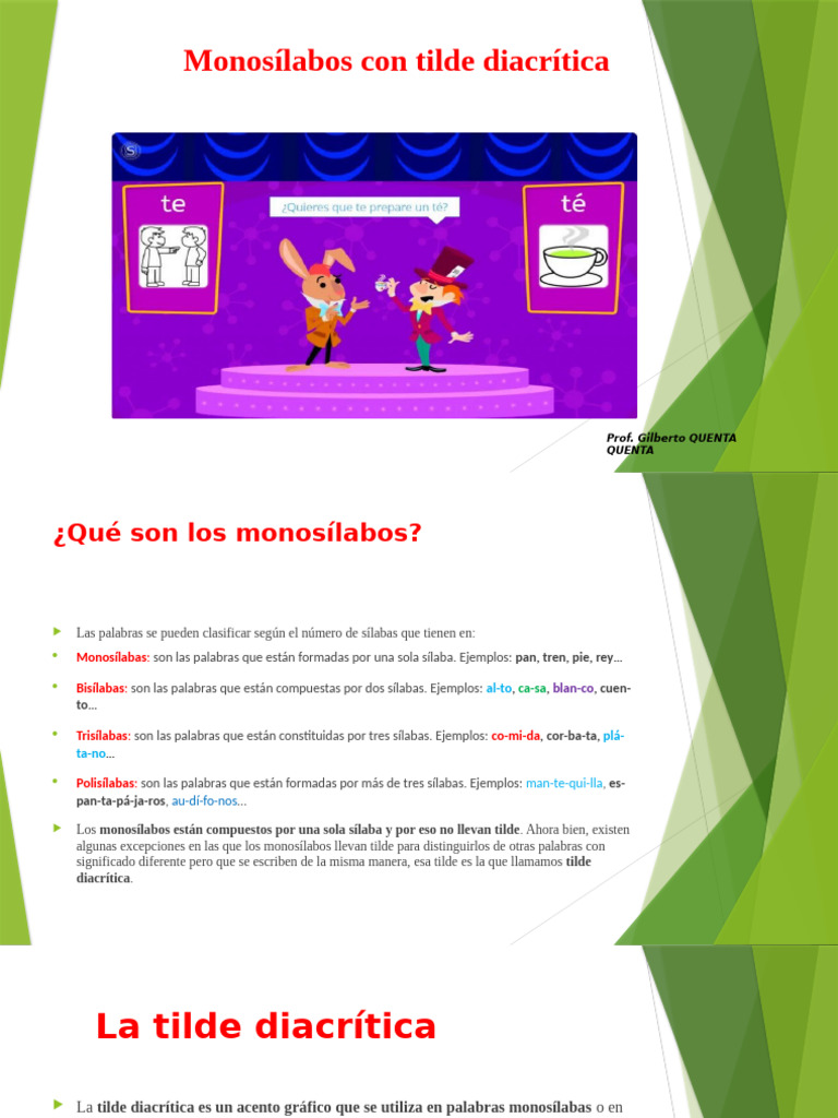 Monosílabos Con Tilde Diacrítica | PDF | Sílaba | Lingüística