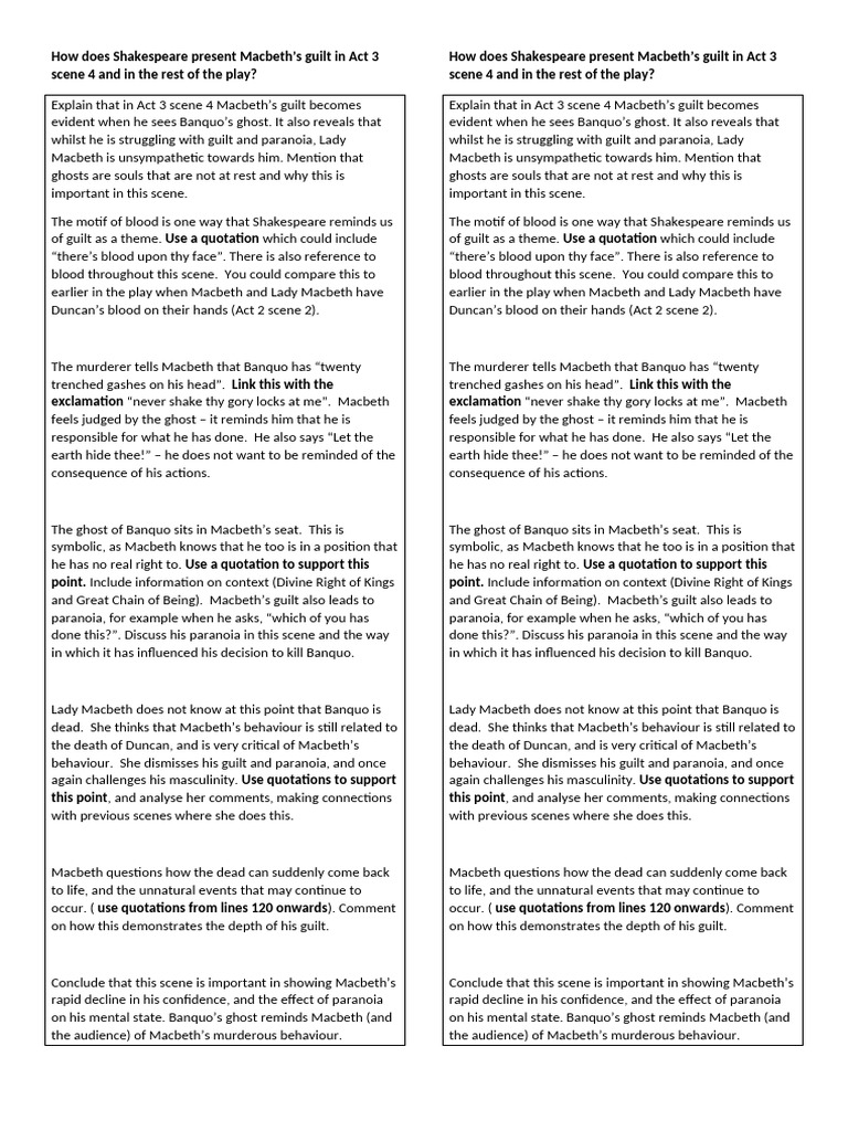 Macbeth's Guilt and Paranoia in Act 3 | PDF | Macbeth