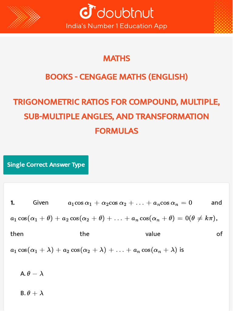 835 Books Doubtnut Question Bank | PDF | Trigonometry | Elementary ...