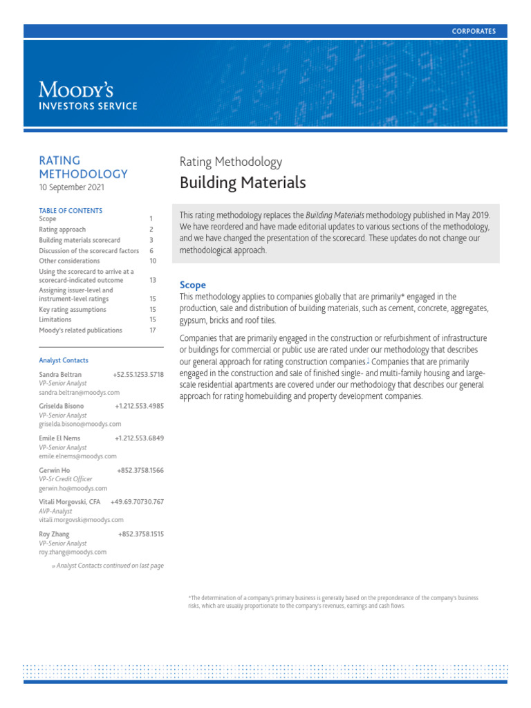 Rating - Methodology Rating Methodology Building 10sep2021 PBC ...