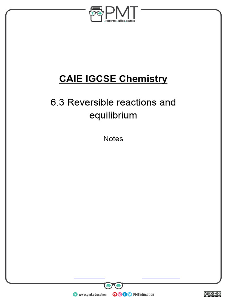 6.3 Reversible Reactions and Equilibrium | PDF