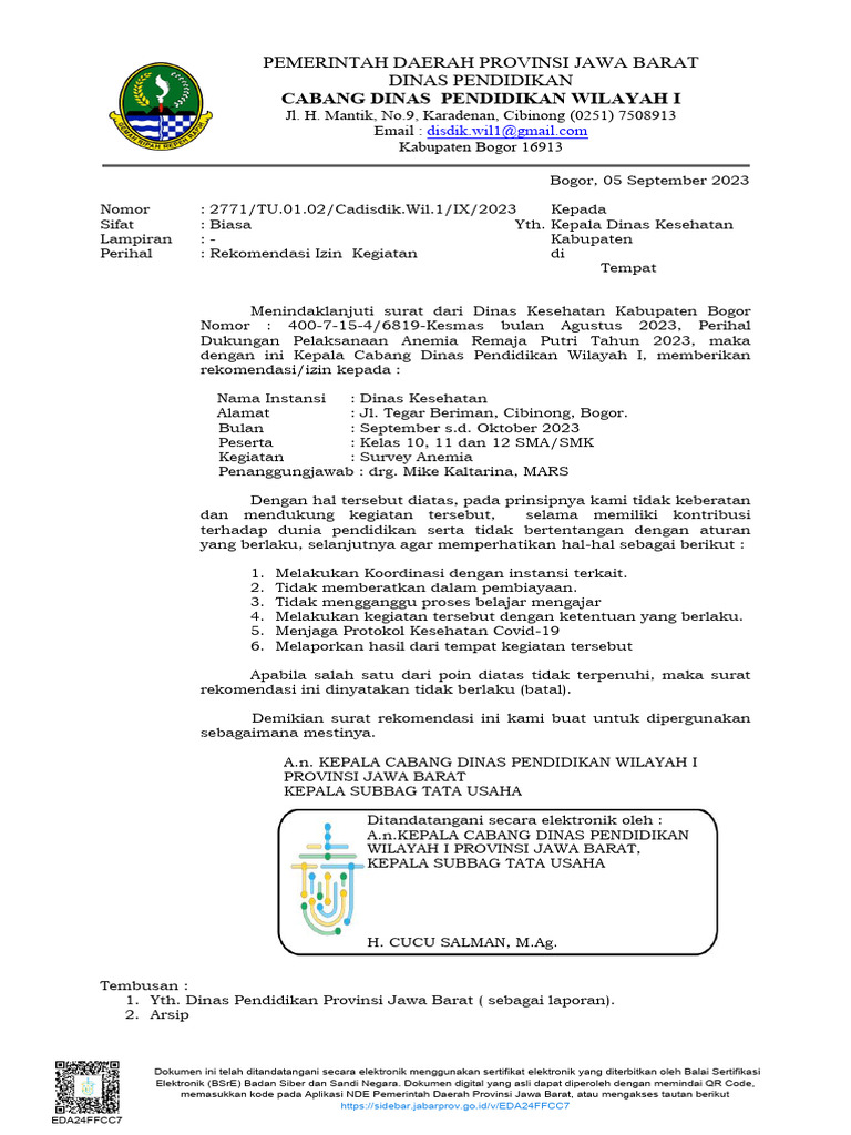 93 REKOMENDASI DINAS KESEHATAN 05092023 024202 Signed | PDF