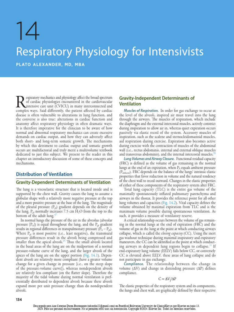 Ca Pitulo 14 - Fisiología Respiratoria | PDF
