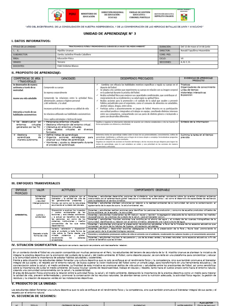 Unidad de Aprendizaje - 3 - 3° - 2024 | PDF