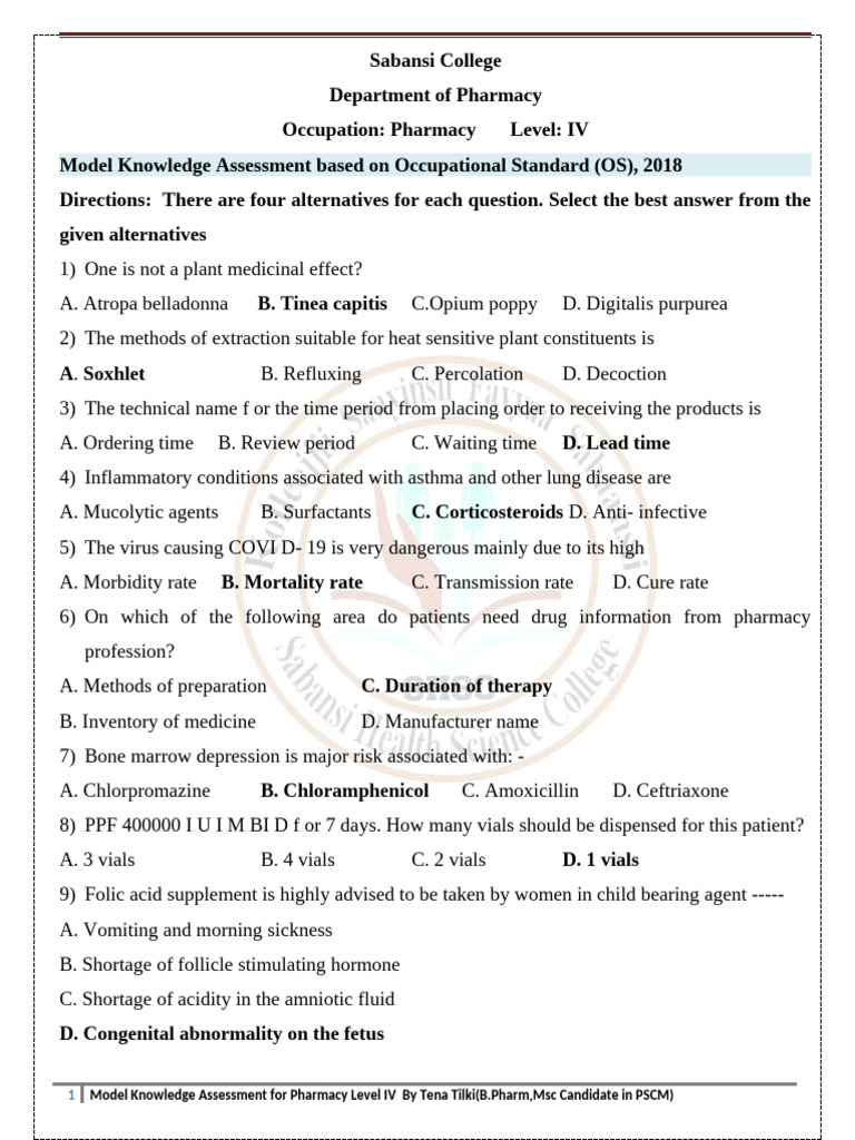 Level IV Knowledge Assessment Sep 2023 | PDF
