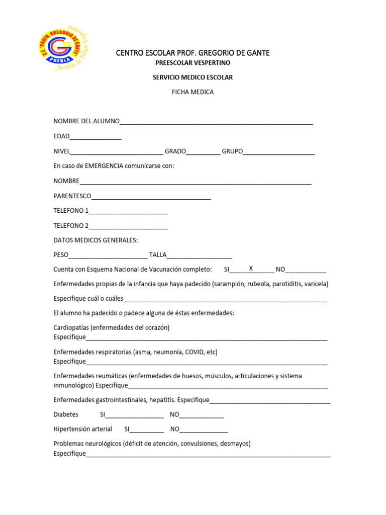 Ficha Medica Arleth | PDF