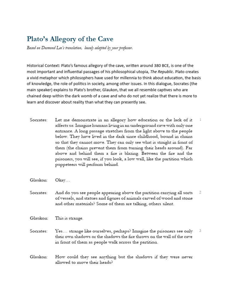 Plato, Allegory of The Cave | PDF